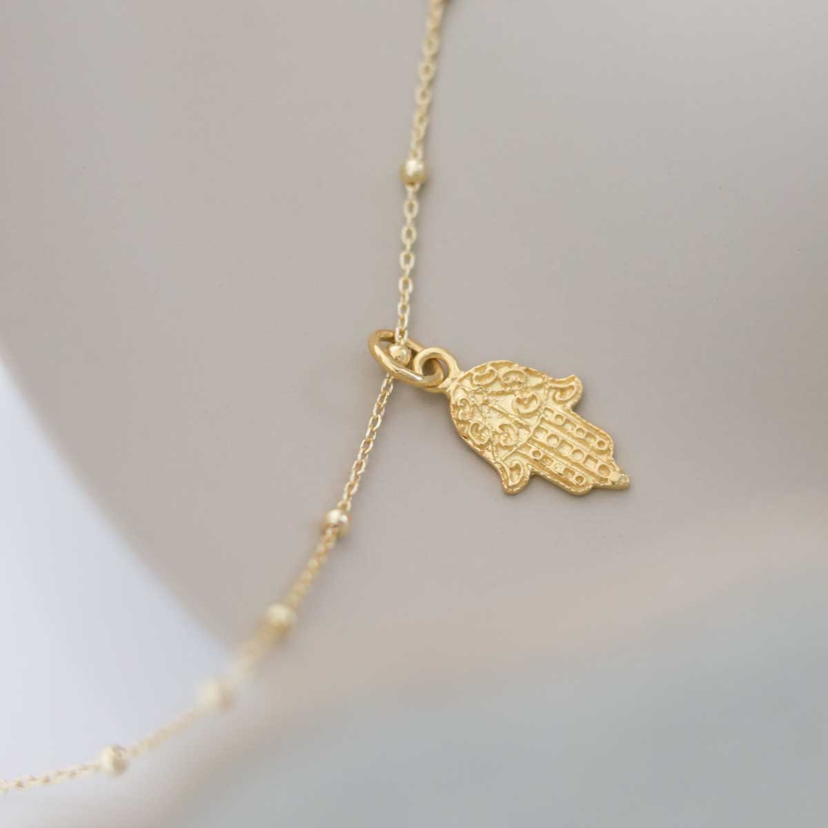 Gold Plated Sterling Silver Fatima Hand Necklace | Affordable - Martha ...
