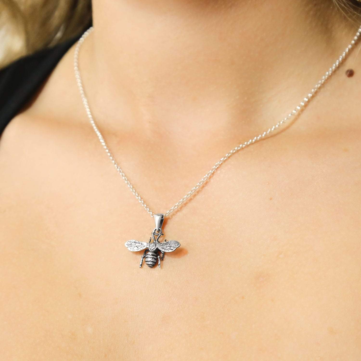 Sterling Silver Oxidised Bee Necklace | Affordable Jewellery - Martha ...