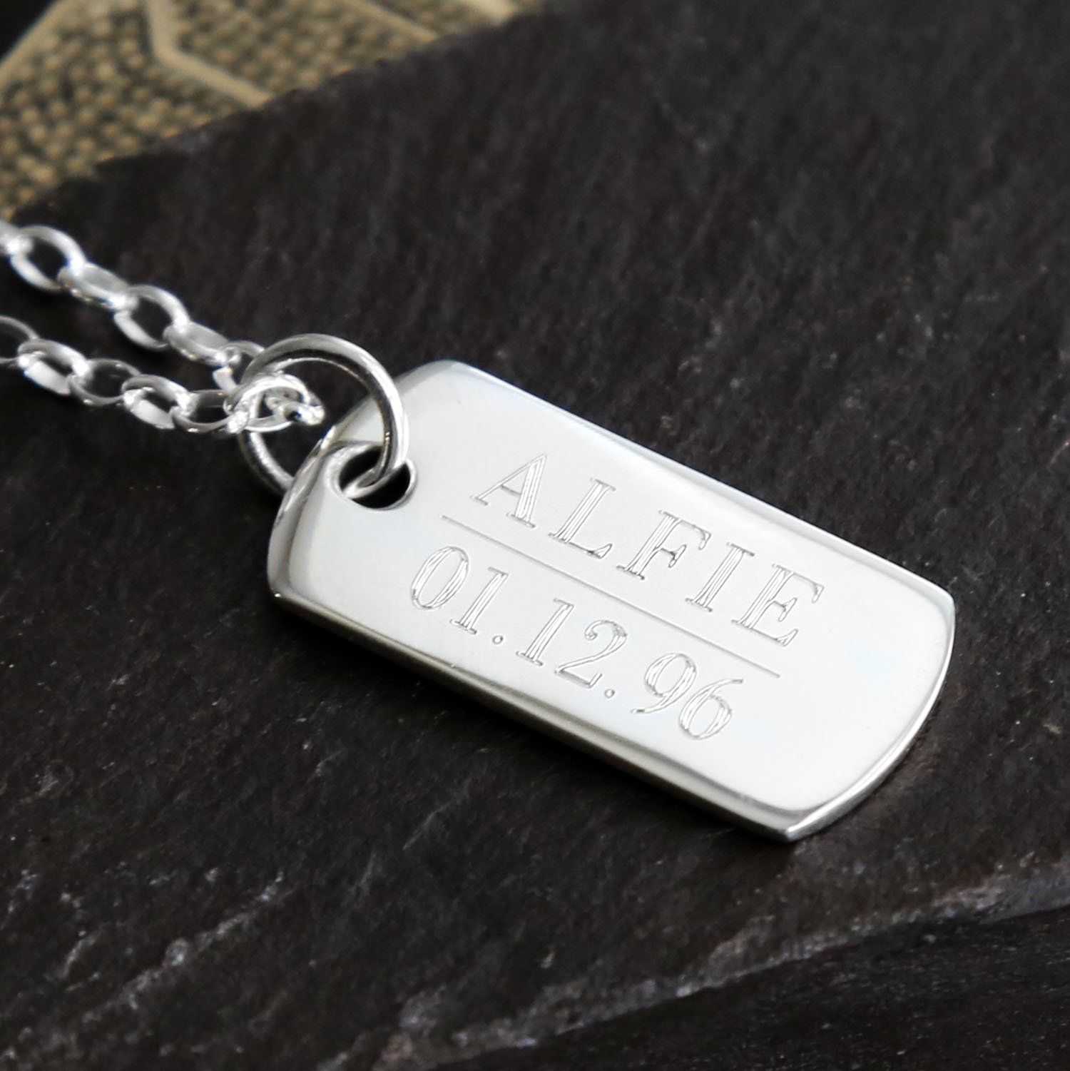 Sterling Silver Solid Dog Tag Necklace | Martha Jackson Jewellery