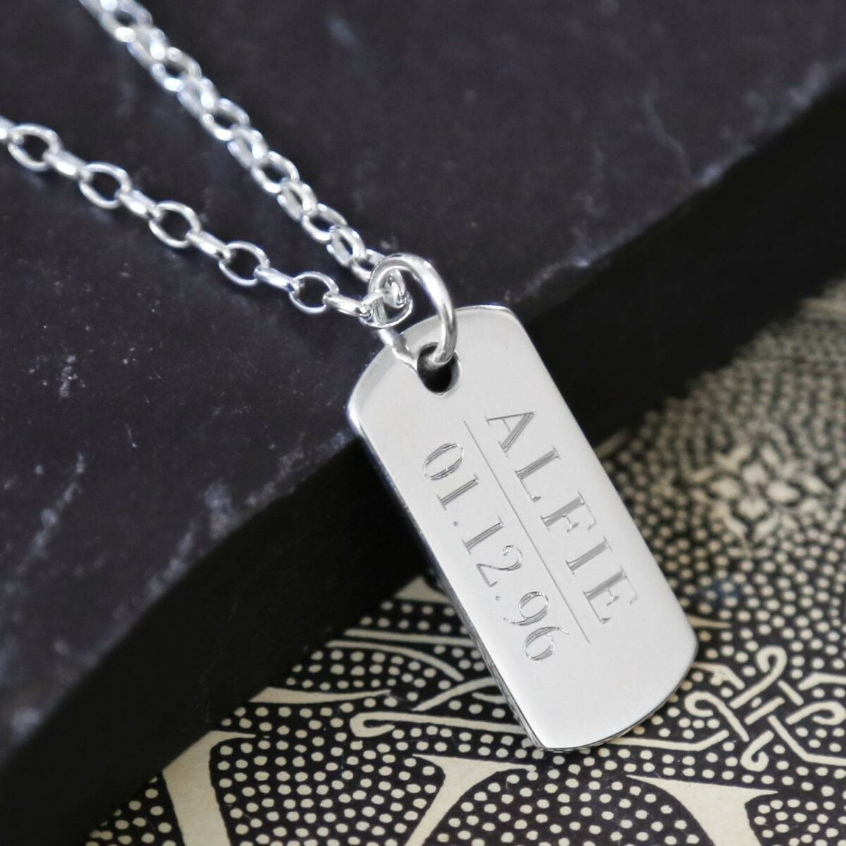 Sterling Silver Solid Dog Tag Necklace - Affordable silver - Martha Jackson