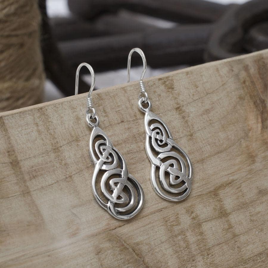Sterling Silver Celtic Long Loops Dangly Earrings - Martha Jackson