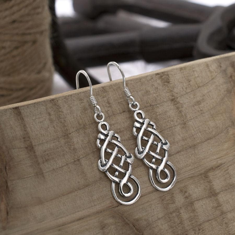 Sterling Silver Celtic Coventina Dangly Earrings | Martha Jackson