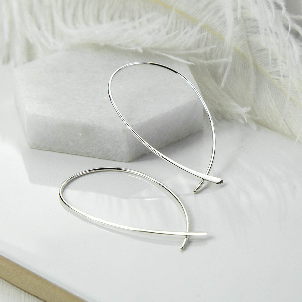 Sterling Silver Oval Loop Hoop Earrings - Affordable - Martha Jackson