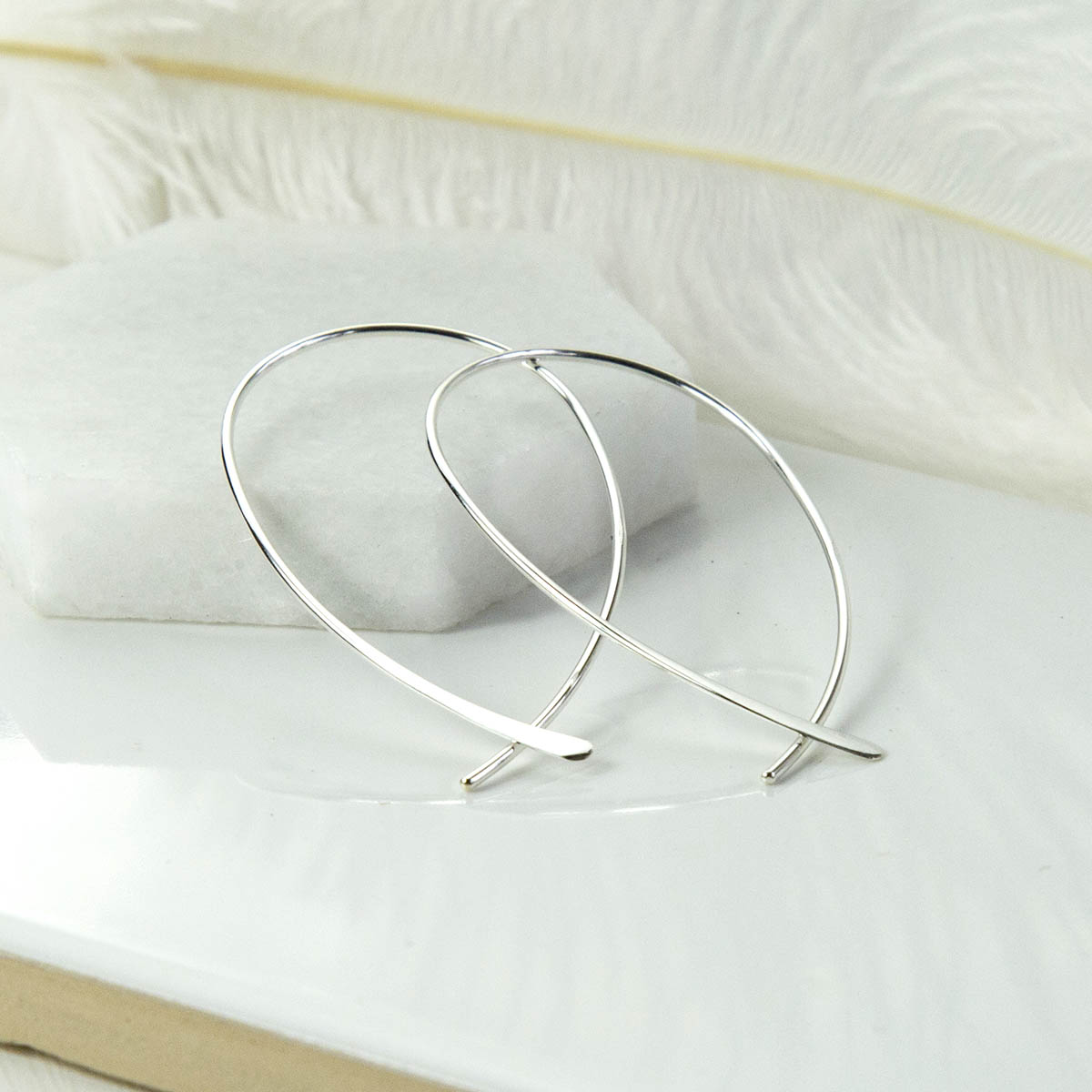Sterling Silver Oval Loop Hoop Earrings | Affordable - Martha Jackson