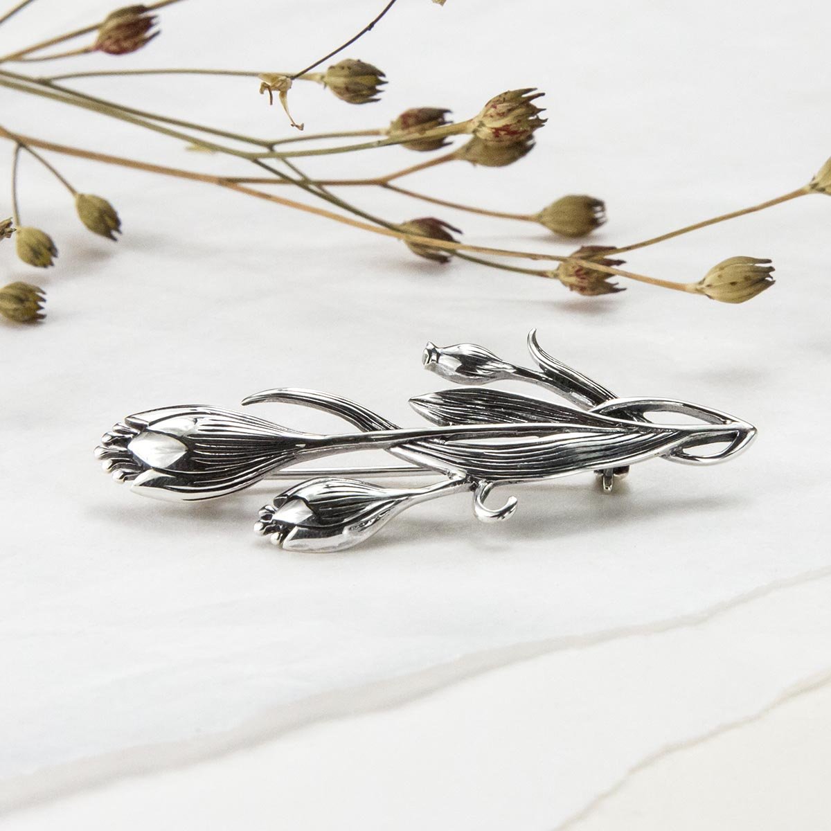 Sterling Silver Flower Brooch | Martha Jackson