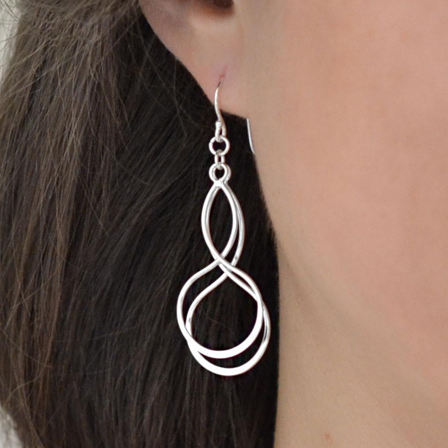 Sterling Silver Dangly Double Loop Earrings | Martha Jackson