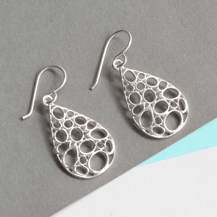 Sterling Silver Dangly Geometric Teardrop Earrings | Martha Jackson