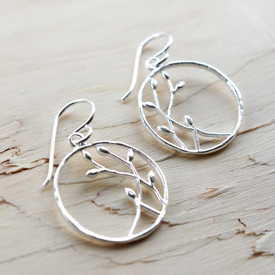 Sterling Silver Dangly Bud Loop Earrings | Martha Jackson