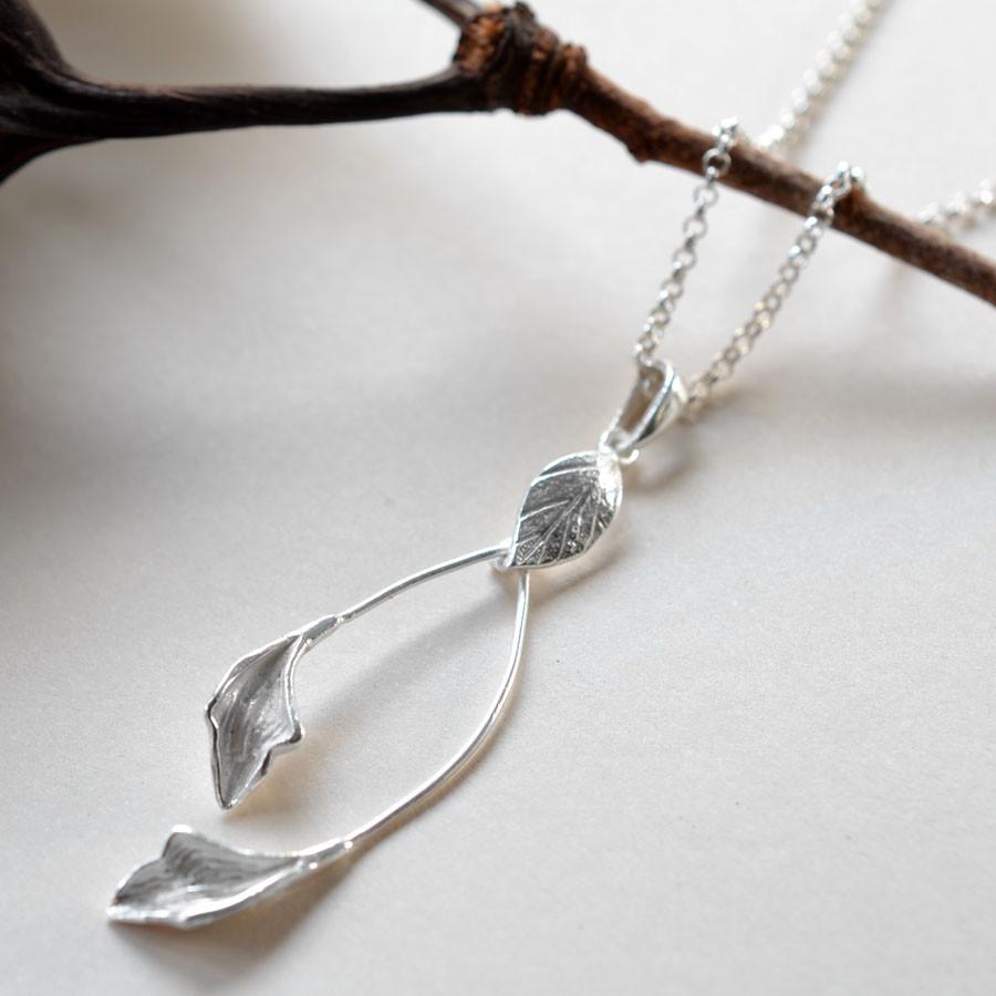 Sterling Silver Falling Leaves Necklace | Martha Jackson
