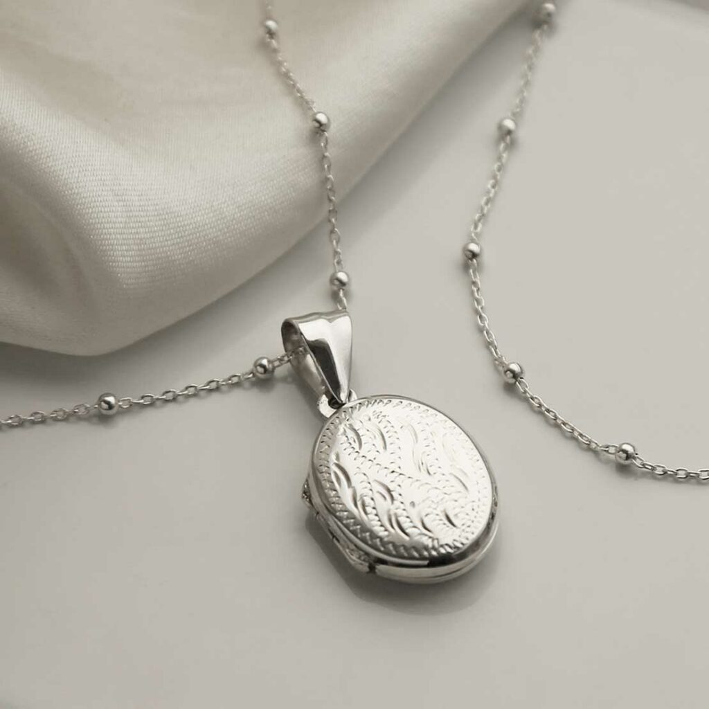 Sterling Silver Floral Round Locket Necklace | Affordable - Martha Jackson