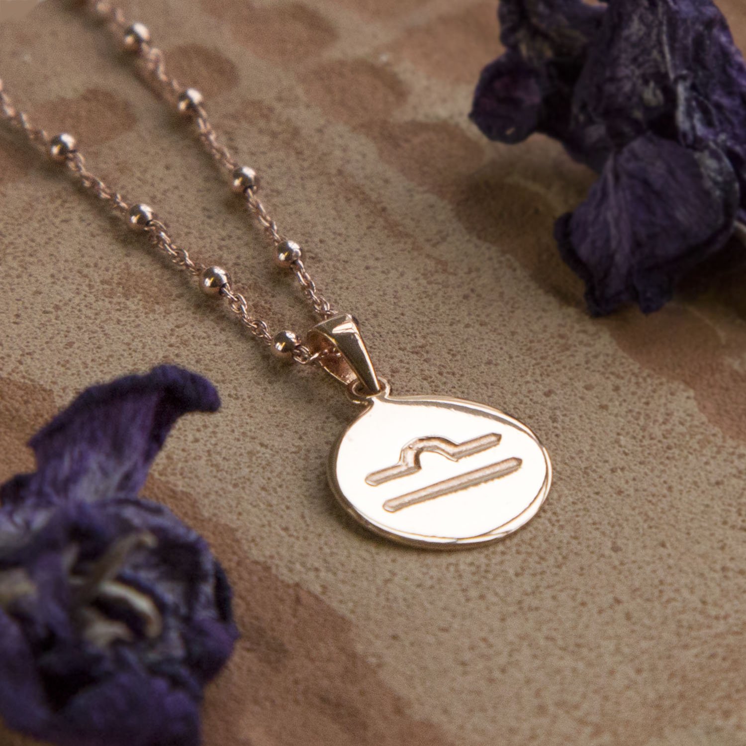 Rose Gold Plated Sterling Silver Libra Star Sign Necklace - Martha Jackson