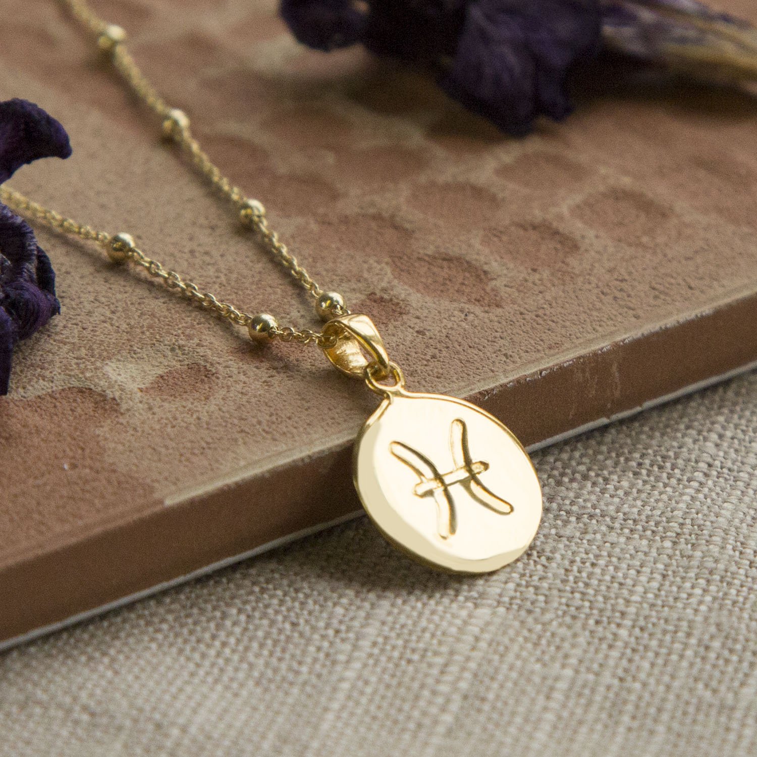 Gold Plated Sterling Silver Pisces Star Sign Necklace | Martha Jackson