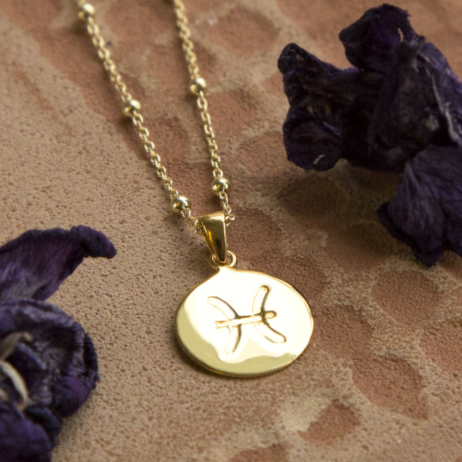 Gold Plated Sterling Silver Pisces Star Sign Necklace | Martha Jackson