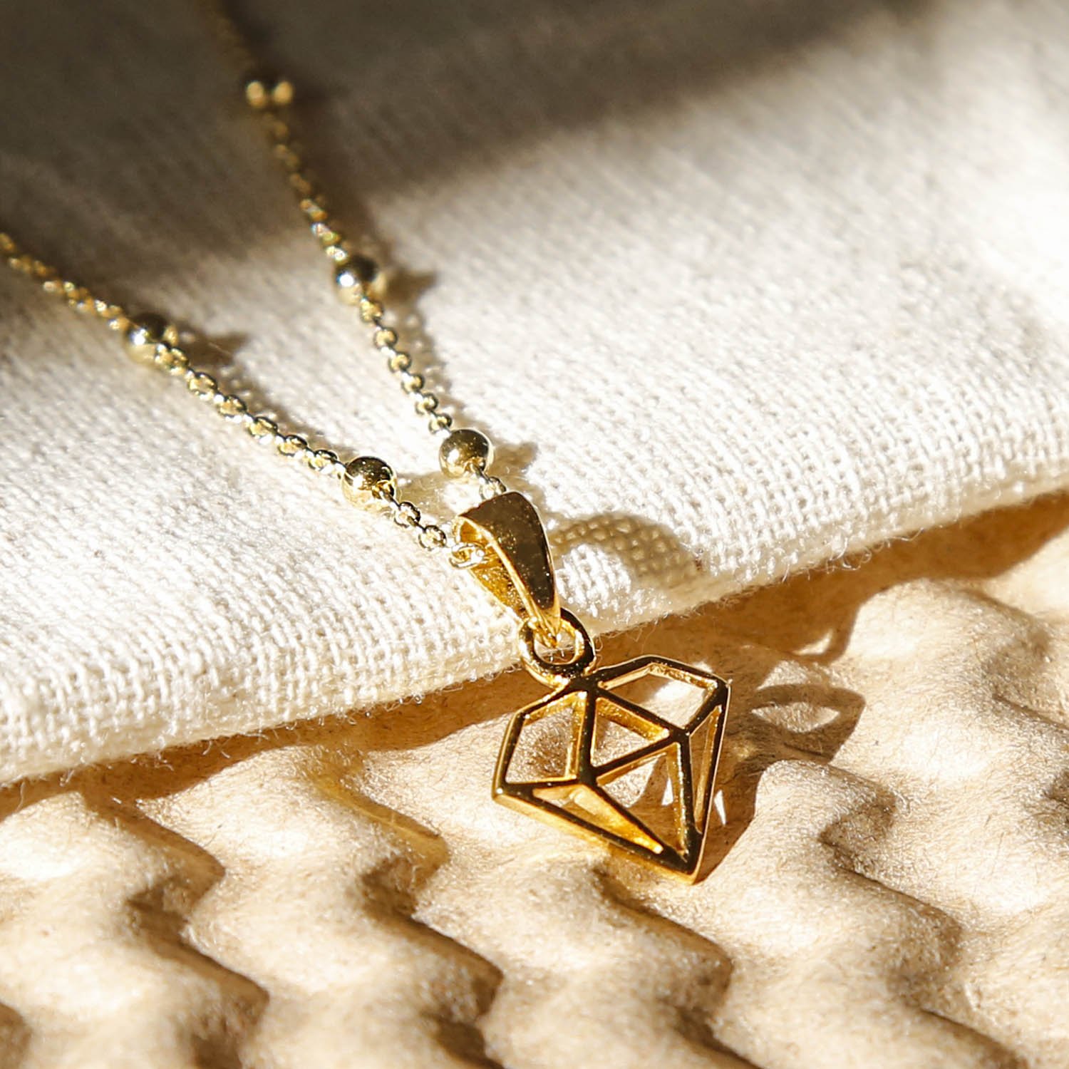 Gold Plated Sterling Silver Diamond Graphic Necklace | Martha Jackson