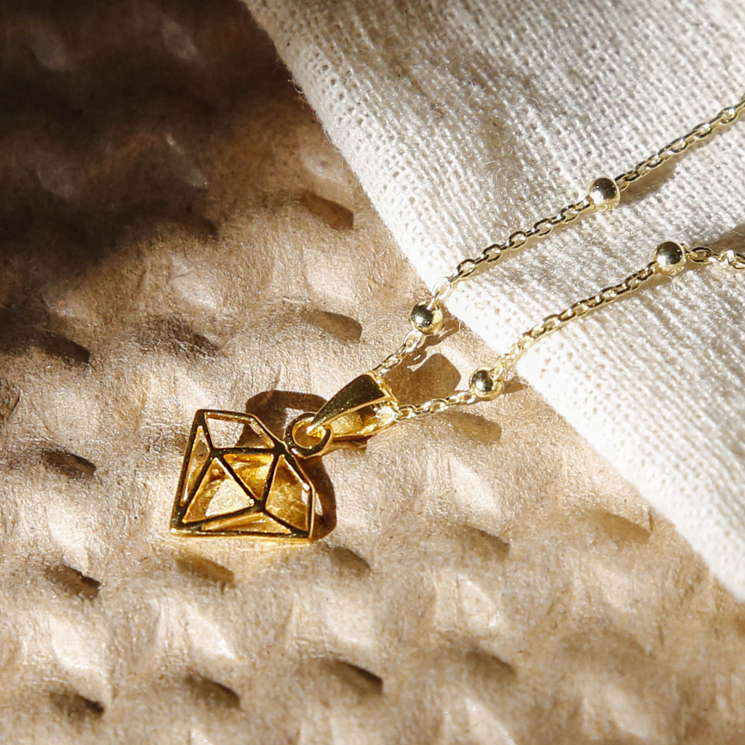 Gold Plated Sterling Silver Diamond Graphic Necklace - Martha Jackson