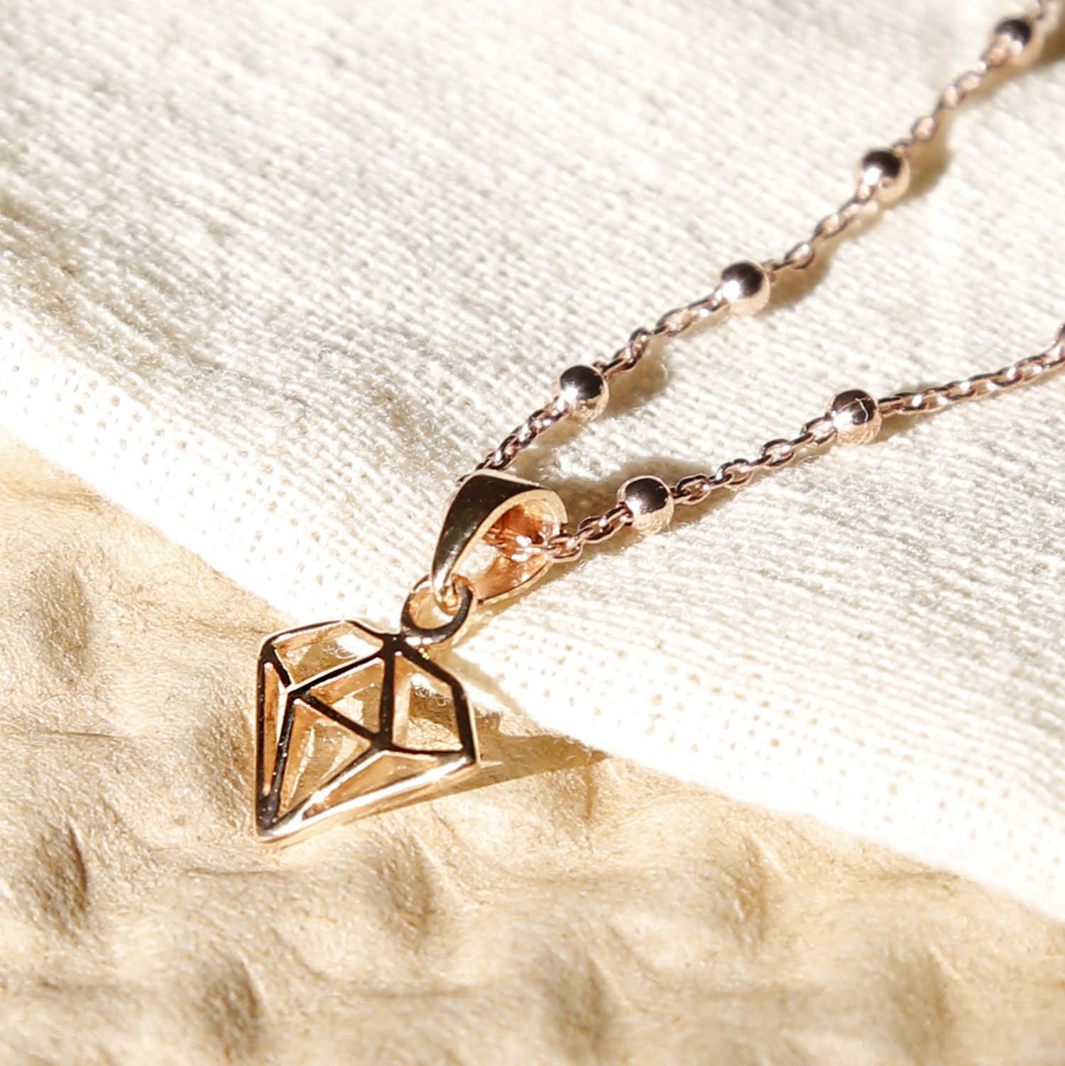 Rose Gold Plated Sterling Silver Diamond Graphic Necklace | Martha Jackson