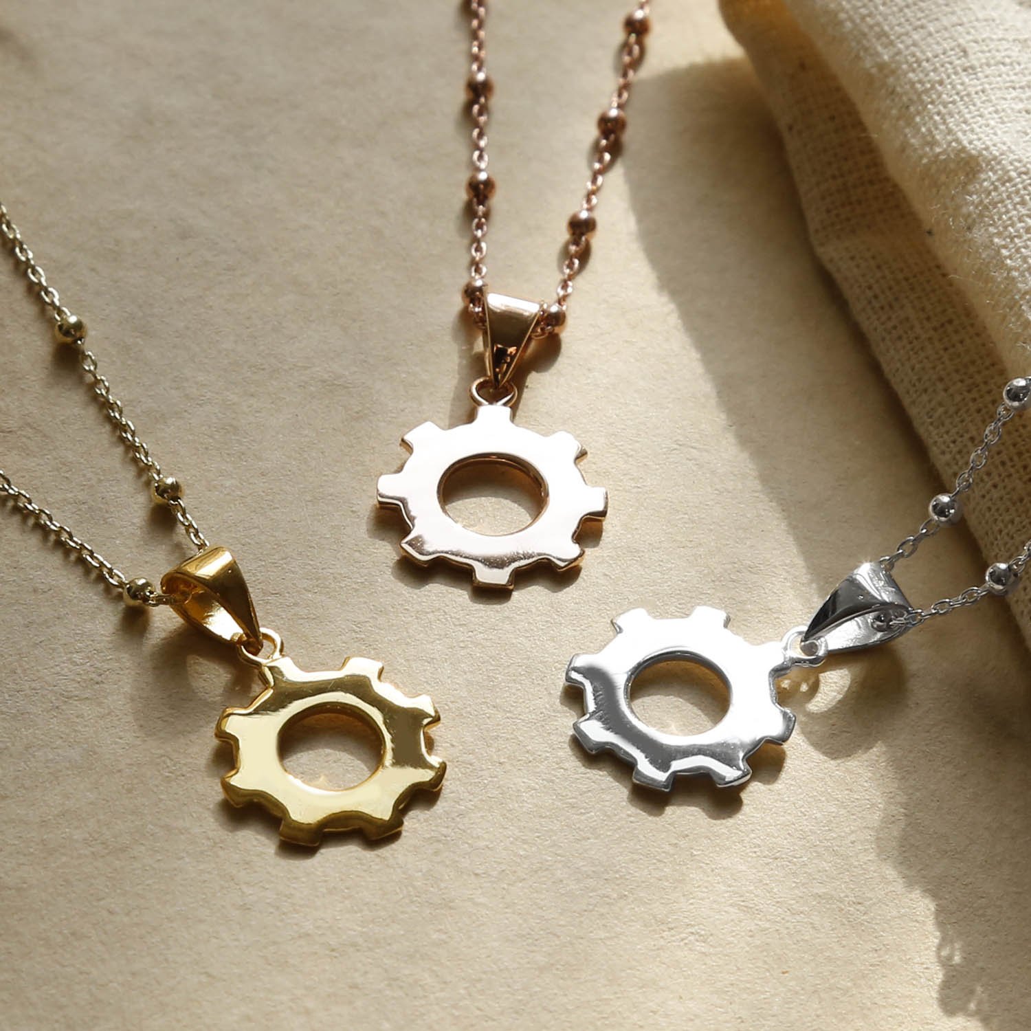 Gold Plated Sterling Silver Industrial Cog Necklace | Martha Jackson