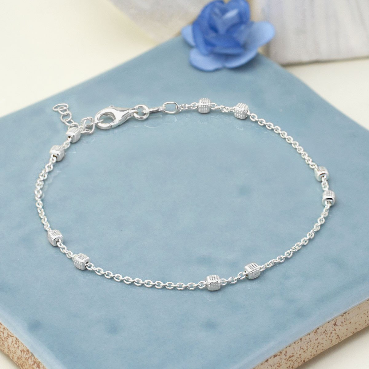 Sterling Silver Delicate Boxes Bracelet | Affordable Silver - Martha ...