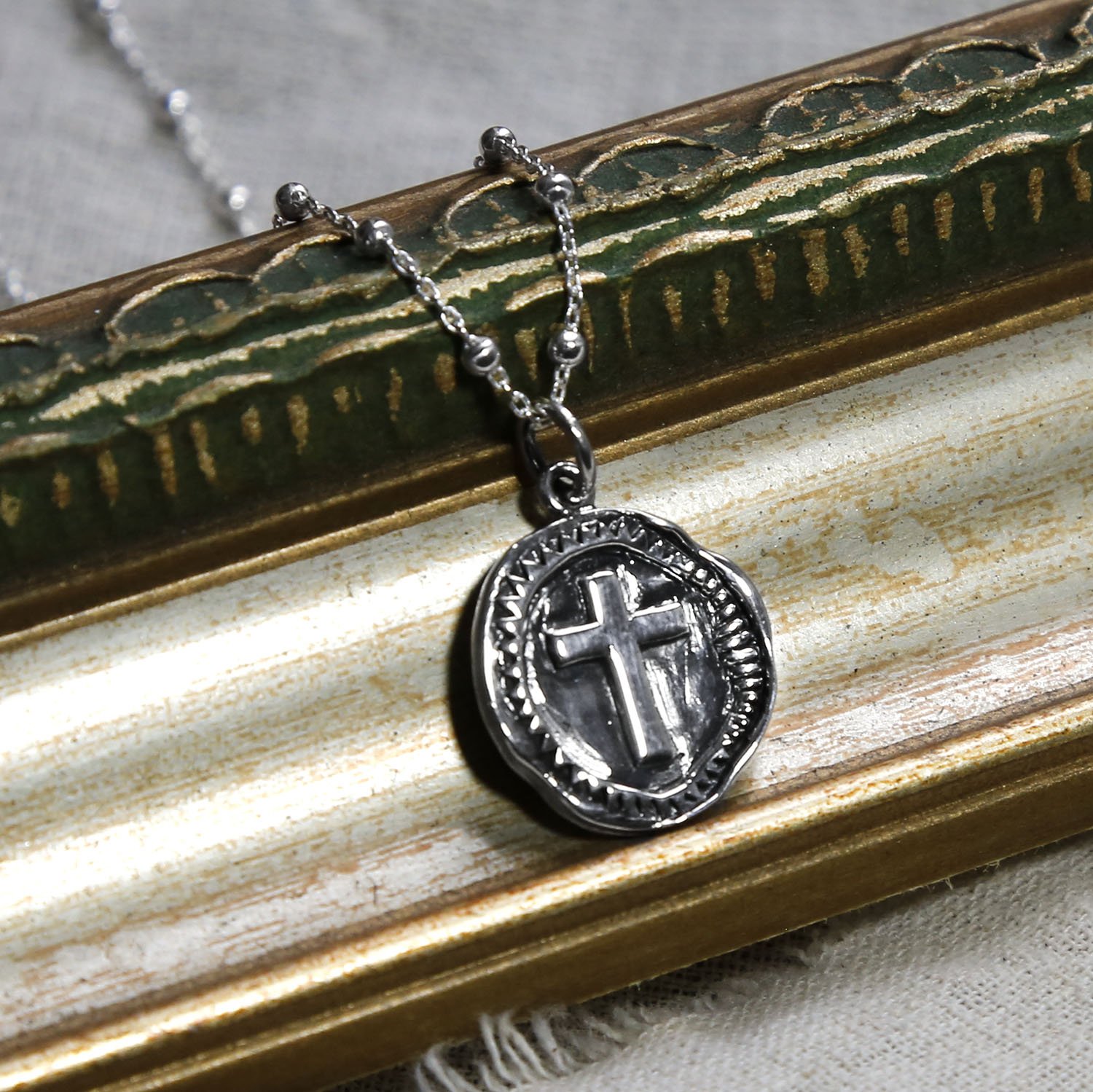 Sterling Silver Cross Coin Necklace | Martha Jackson