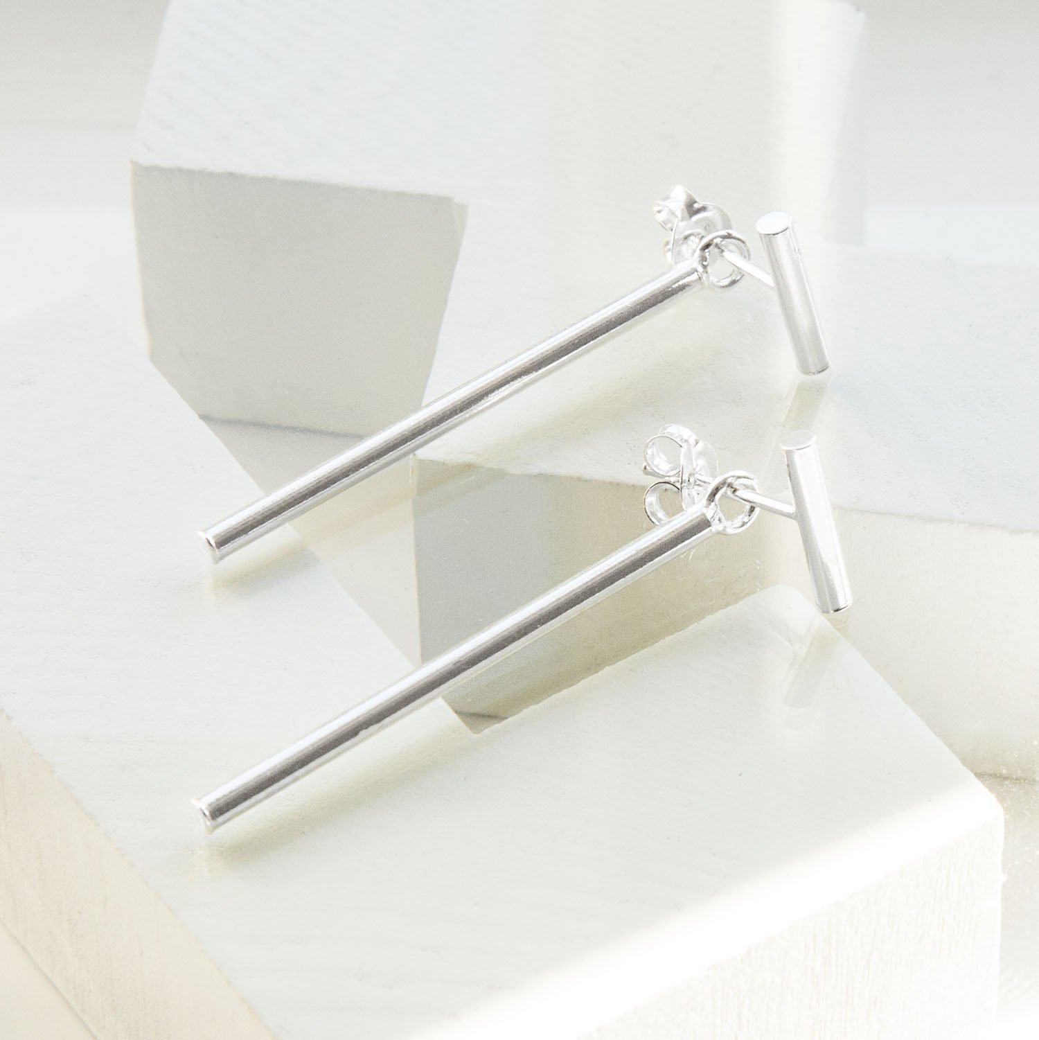 Sterling Silver Round Rod Stud Earrings - Martha Jackson