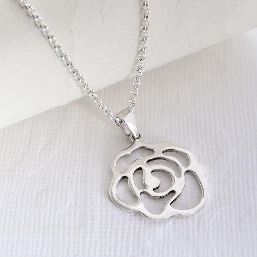 Sterling Silver Rose Necklace | Martha Jackson