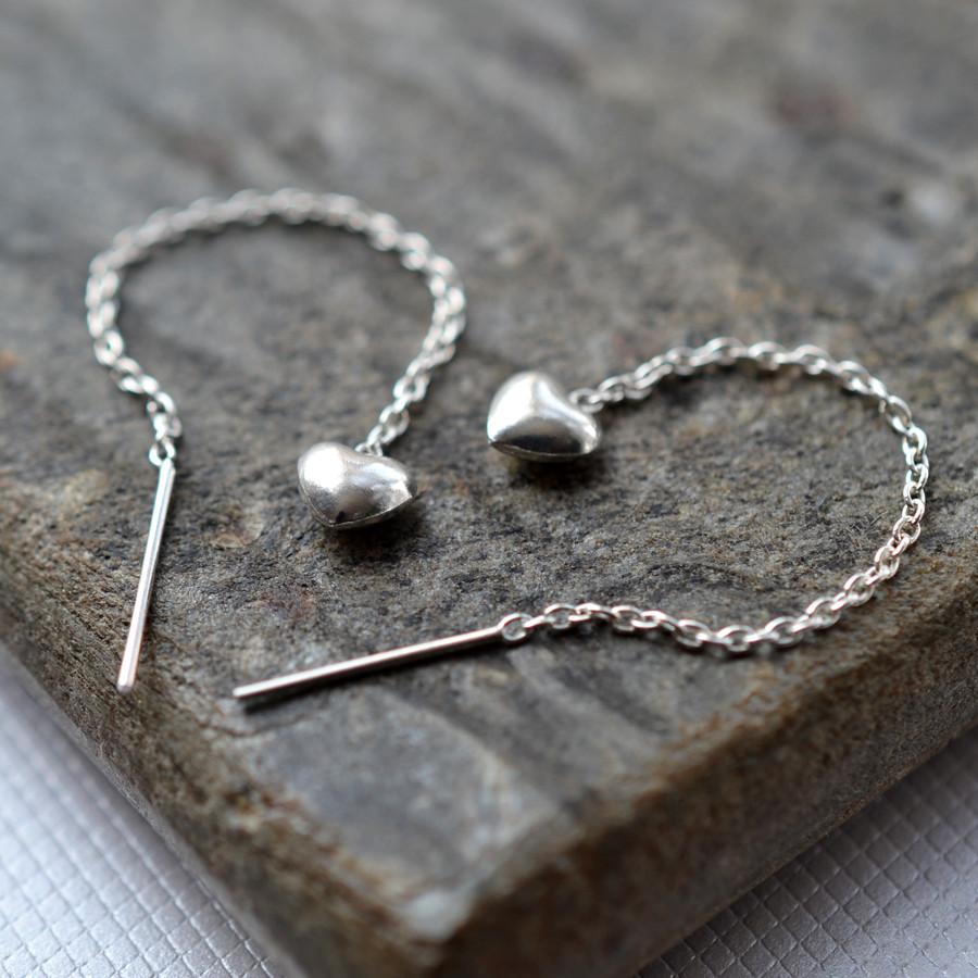 Sterling Silver Wave Threader Chain Earrings | Affordable - Martha Jackson