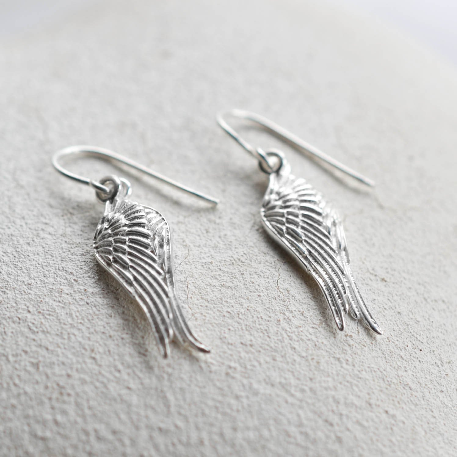 Sterling Silver Angel Wings Dangly Earrings - Martha Jackson