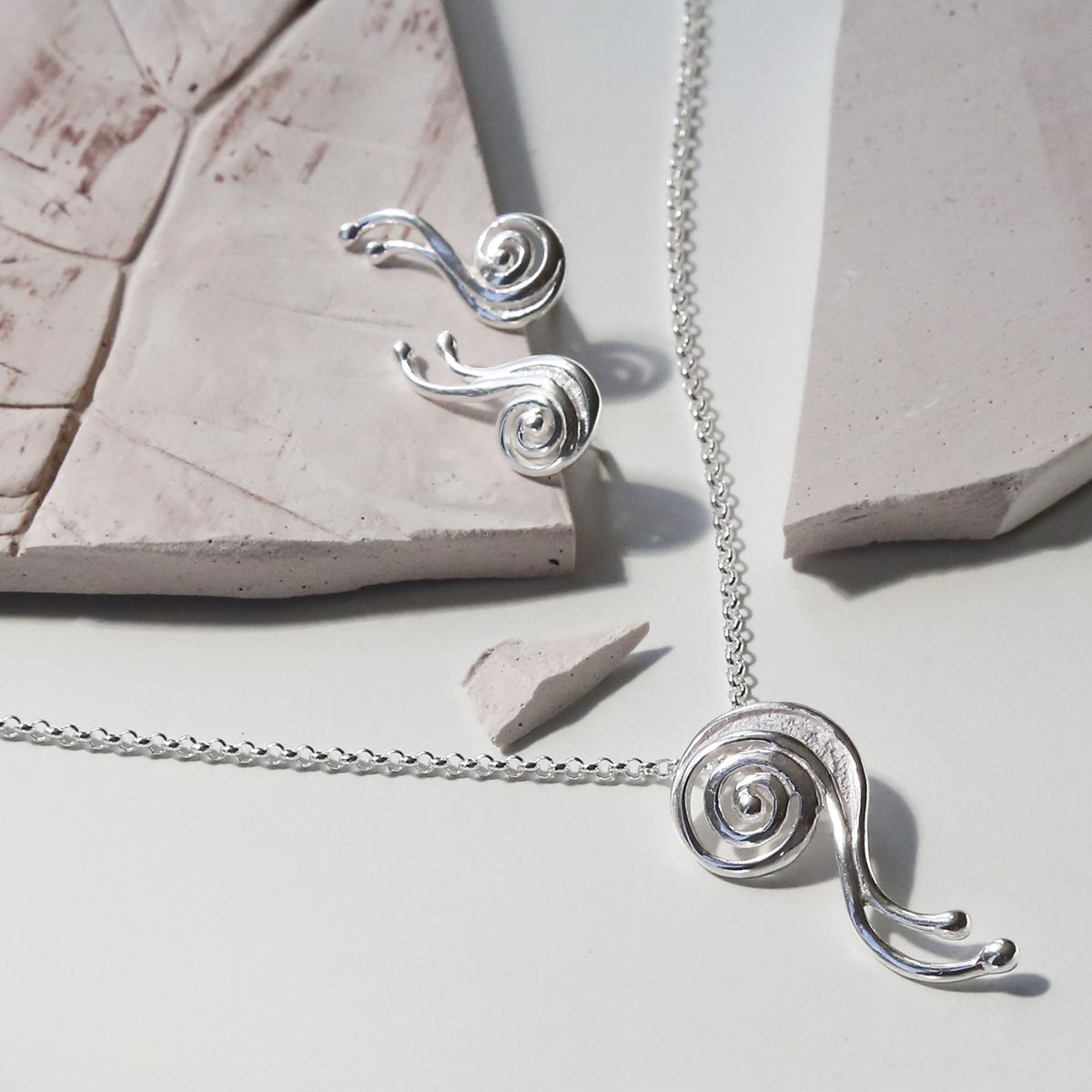 Sterling Silver Swirly Spiral Necklace | Affordable Silver - Martha Jackson