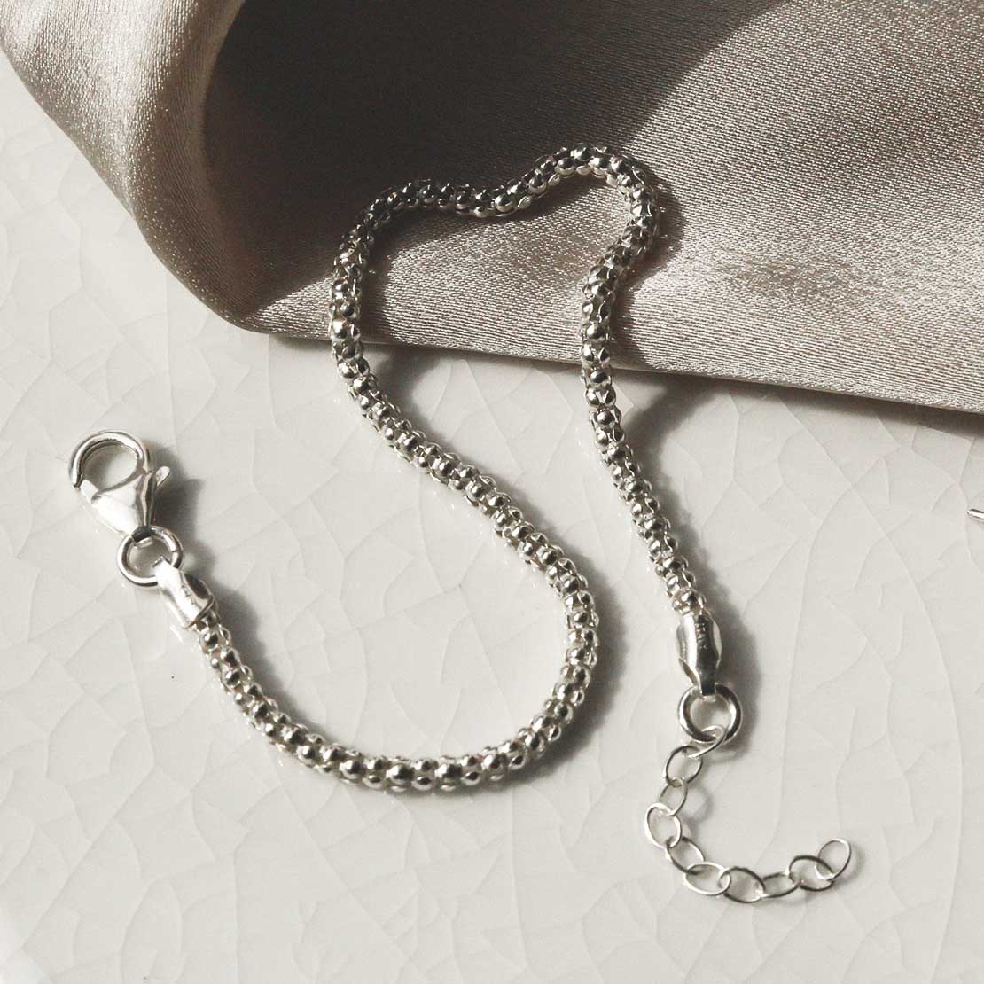 Sterling Silver Popcorn Chain Bracelet | Affordable Silver - Martha Jackson
