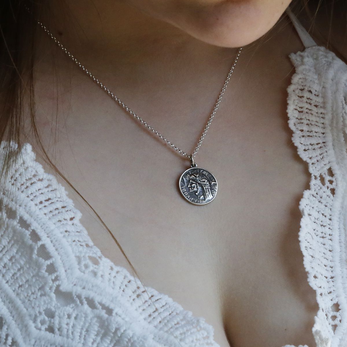 Sterling Silver Roman Centurion Coin Necklace - Martha Jackson
