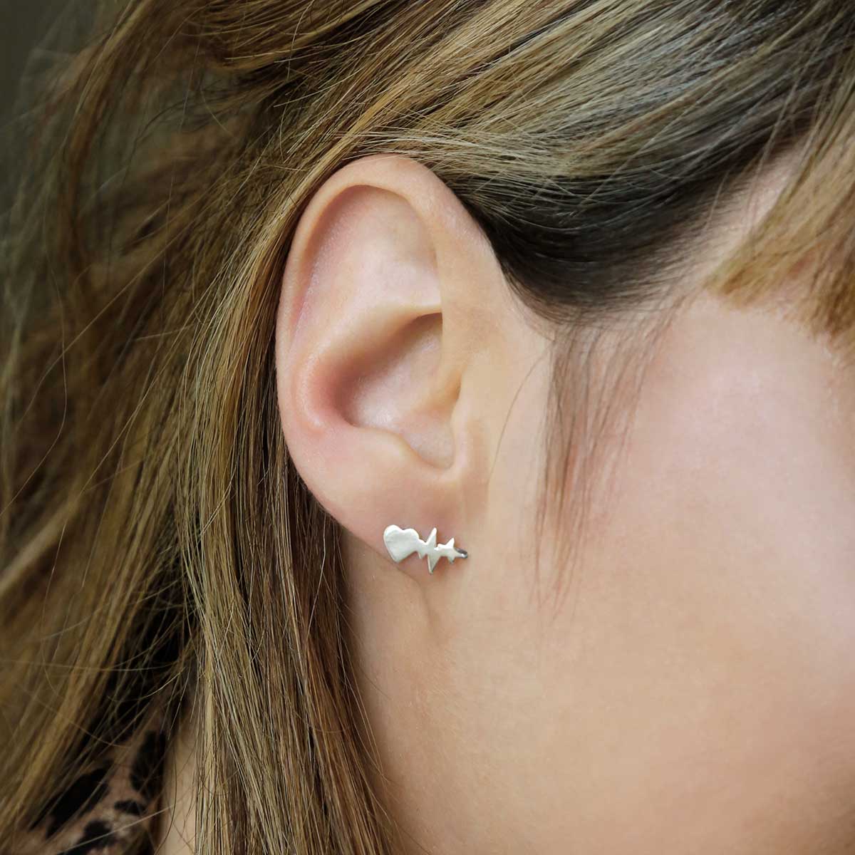 Sterling Silver Heart Wave Studs | Martha Jackson