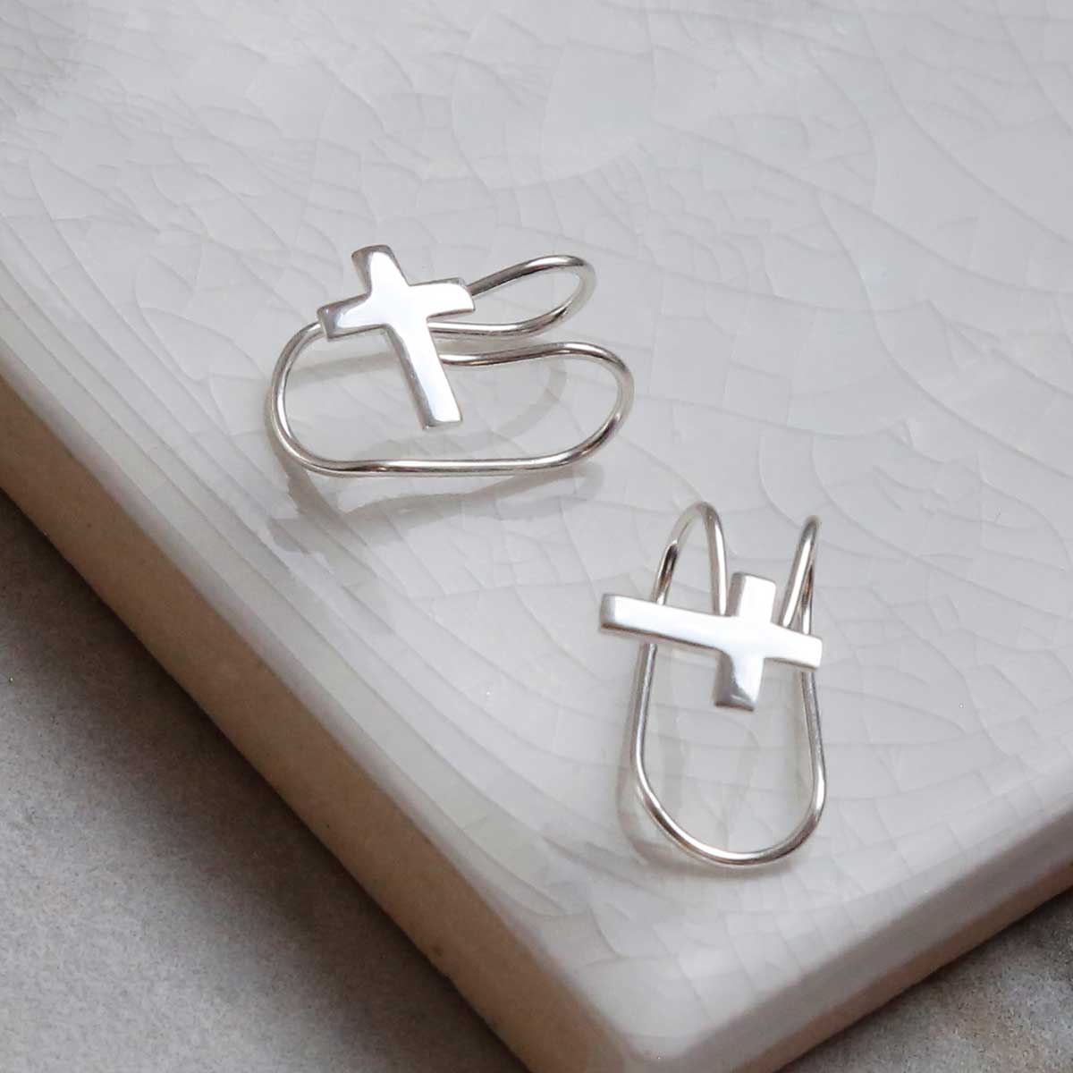 Sterling Silver Cross Ear Cuffs | Martha Jackson
