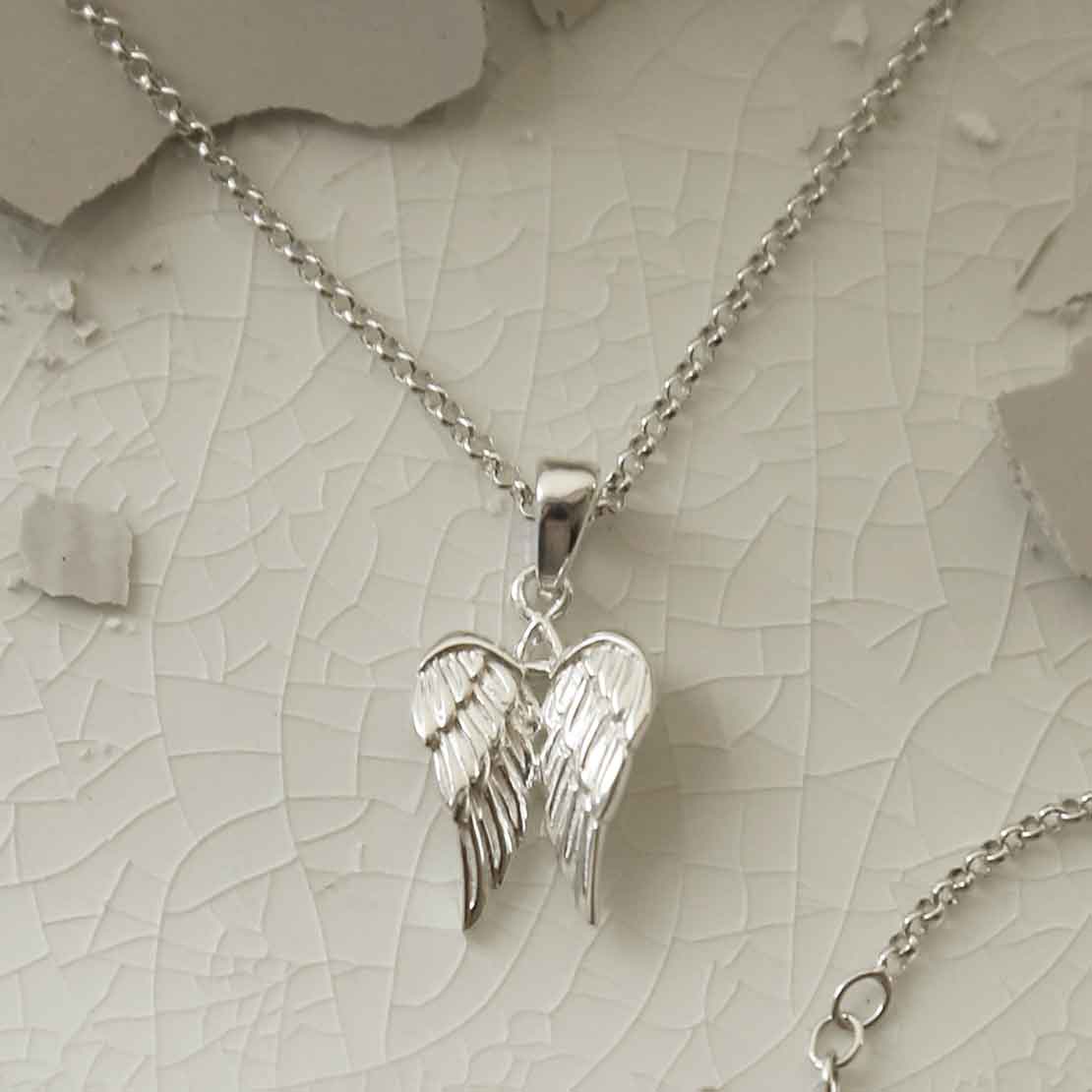 Sterling Silver Cherub Wings Necklace | Affordable Silver - Martha Jackson