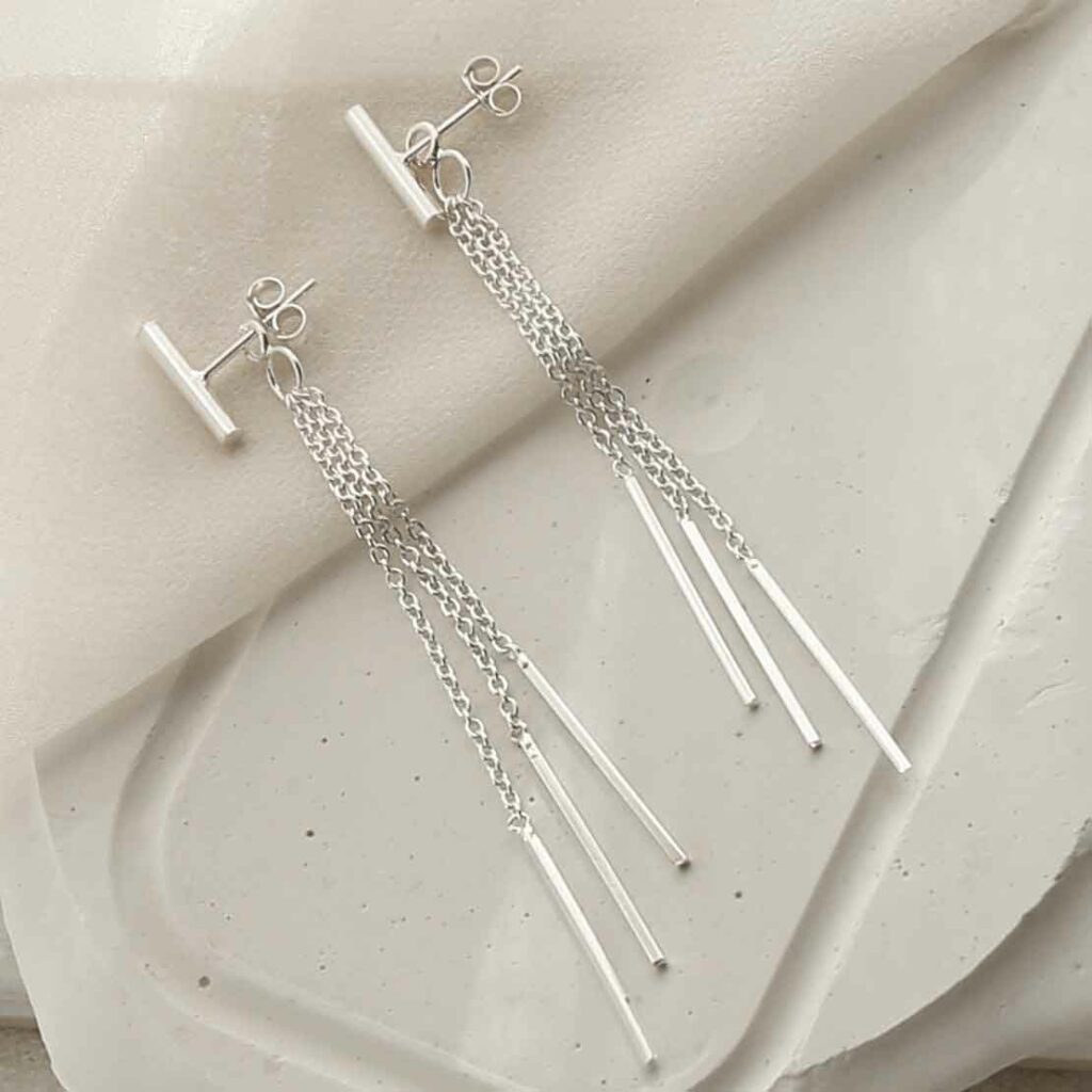 Sterling Silver Swinging Bars Dangly Earrings | Affordable - Martha Jackson