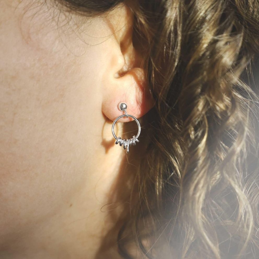 Sterling Silver Pebble Hoop Studs | Affordable Jewellery - Martha Jackson