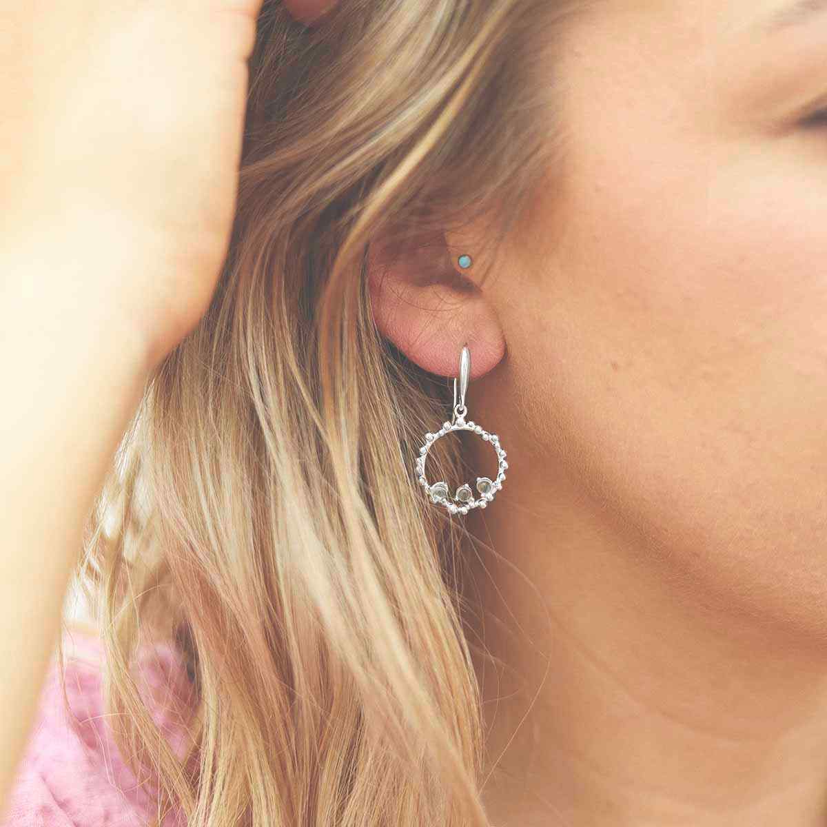 Sterling Silver Blue Topaz Splash Earrings | Affordable - Martha Jackson