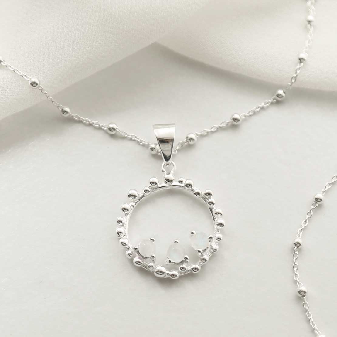 Sterling Silver Moonstone Splash Necklace | Affordable - Martha Jackson