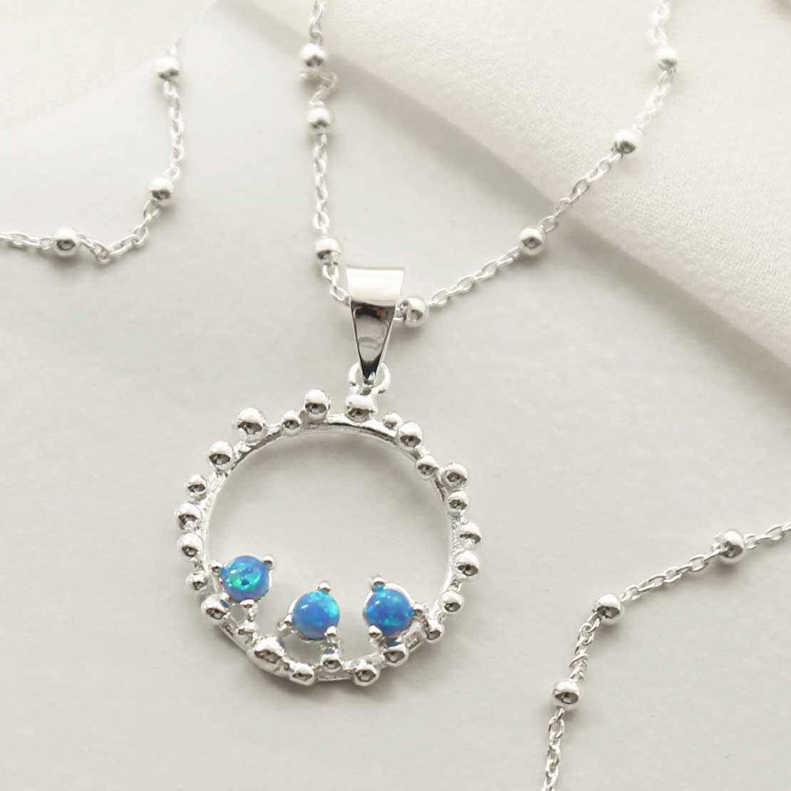Sterling Silver Opalite Splash Necklace | Affordable - Martha Jackson
