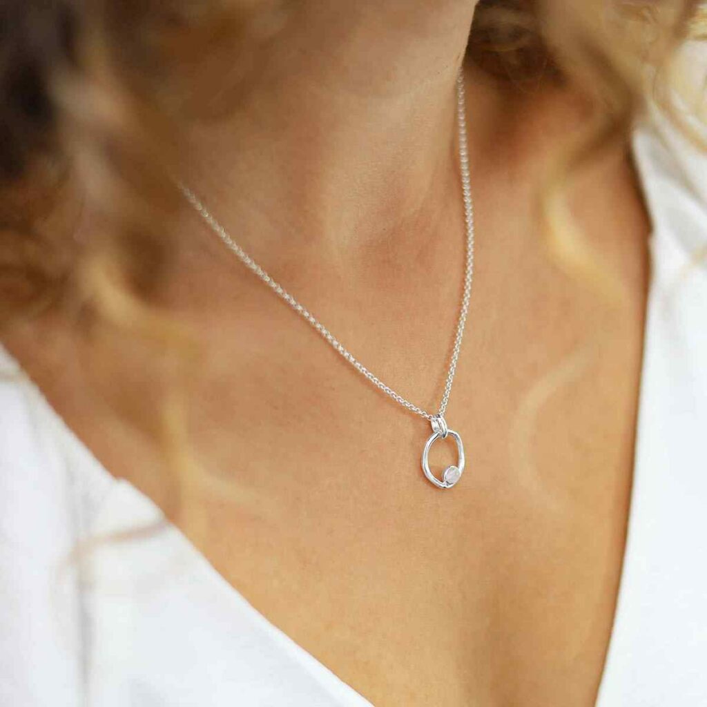 Sterling Silver Moonstone Ripple Necklace | Affordable - Martha Jackson