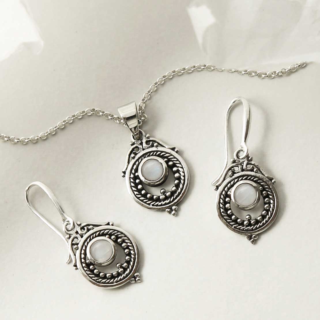 Sterling Silver Moonstone Victorian Earrings | Affordable - Martha Jackson