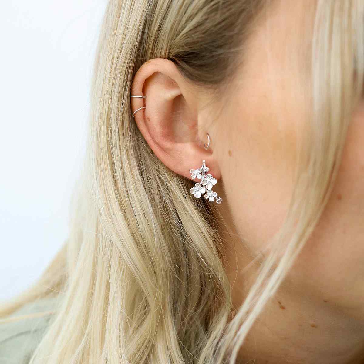 Sterling Silver Forget Me Not Bloom Studs | Affordable - Martha Jackson