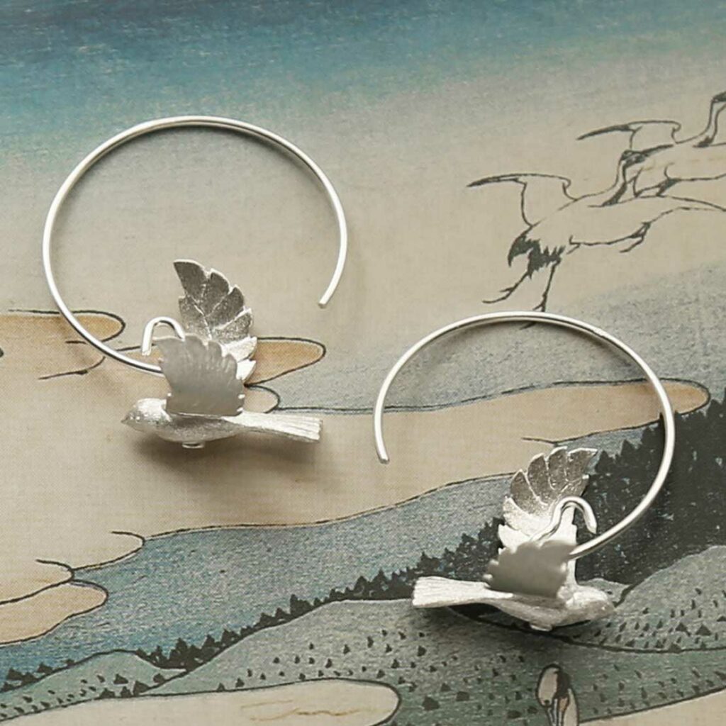 Sterling Silver Flying Bird Hoops | Affordable - Martha Jackson