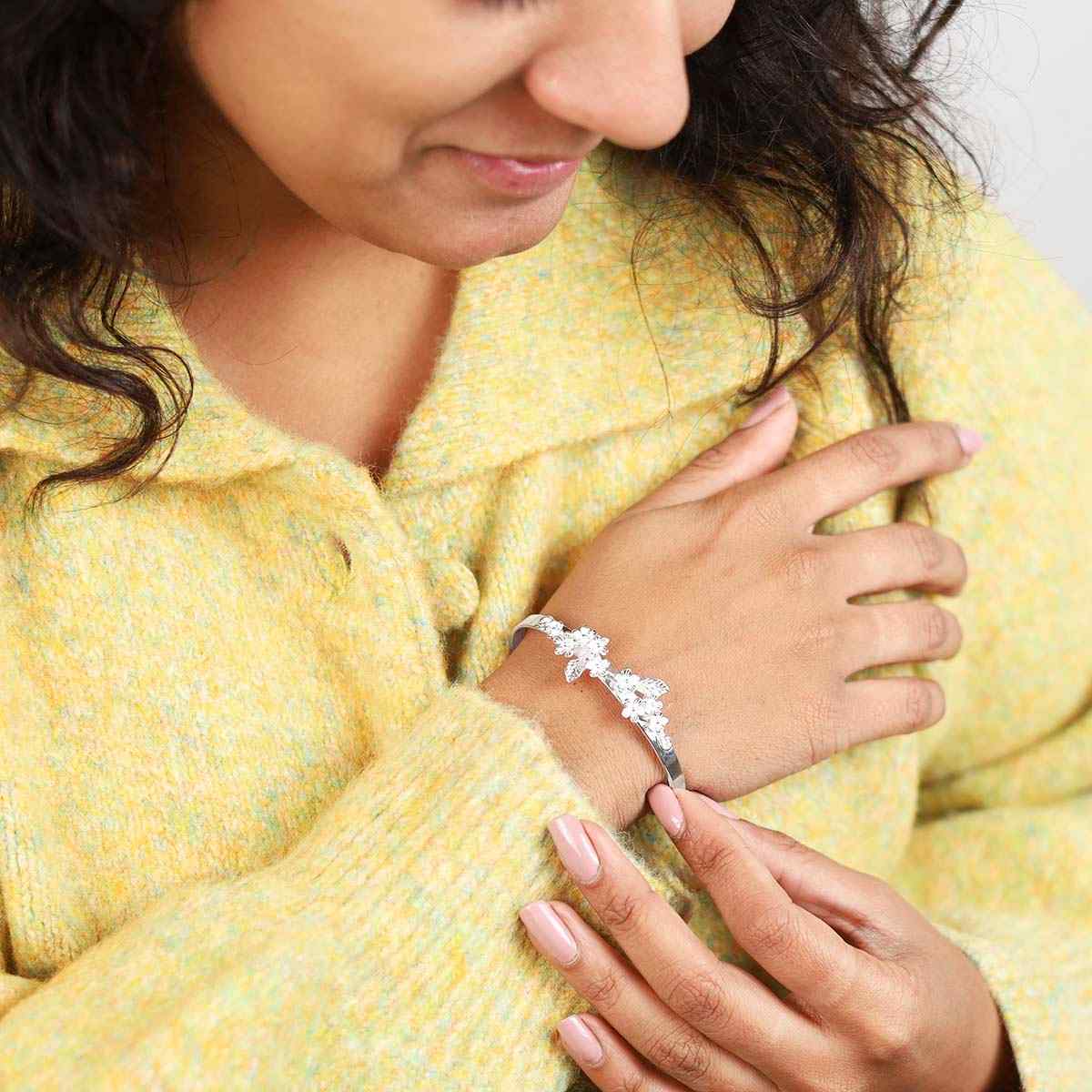 Sterling Silver Forget Me Not Cuff | Affordable - Martha Jackson