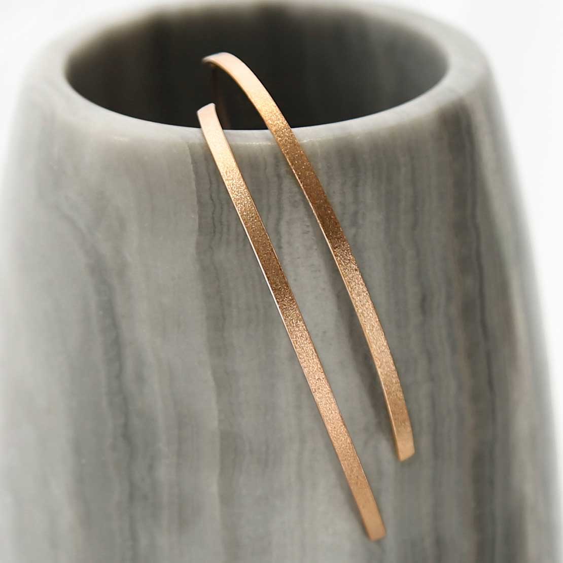 Rose Gold Plated Silver Oval Threader Earrings - Martha Jackson Silver