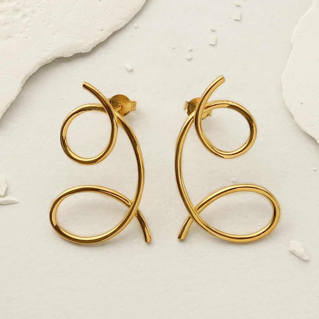 Gold Plated Silver Double Loop Studs | Affordable Jewellery - Martha ...