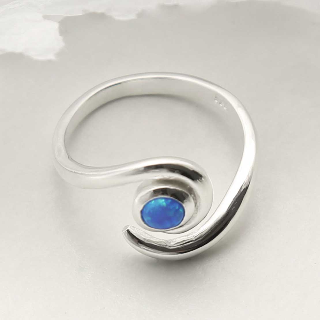Sterling Silver Opalite Spiral Adjustable Ring | Affordable - Martha ...