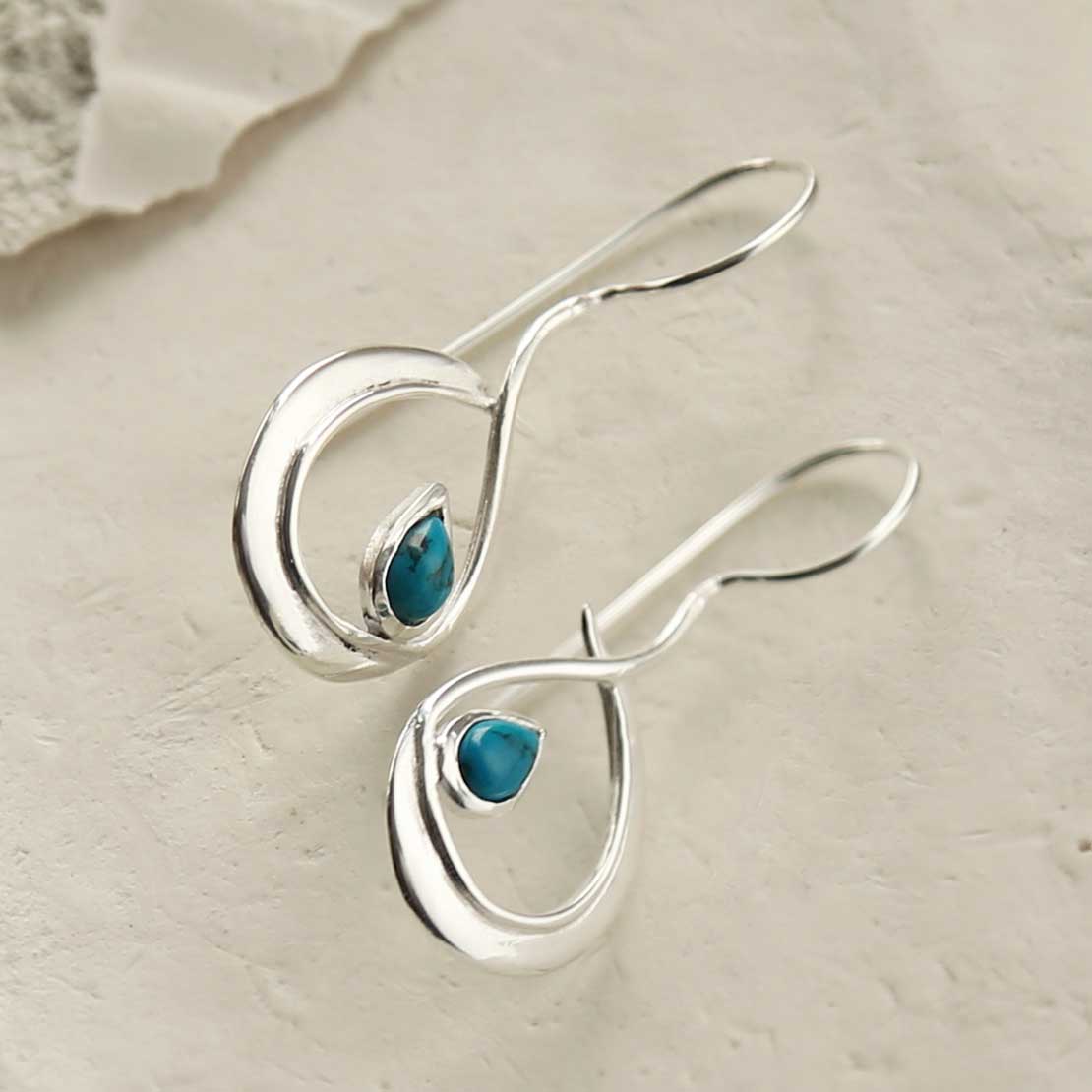 Sterling Silver Turquoise Loop Drop Earrings | Martha Jackson Jewellery