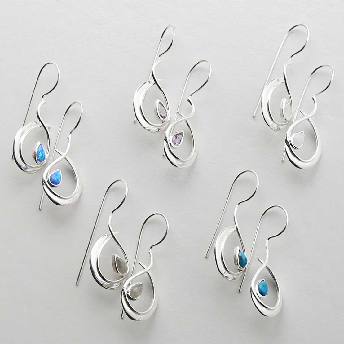 Sterling Silver Amethyst Loop Drop Earrings | Affordable - Martha Jackson