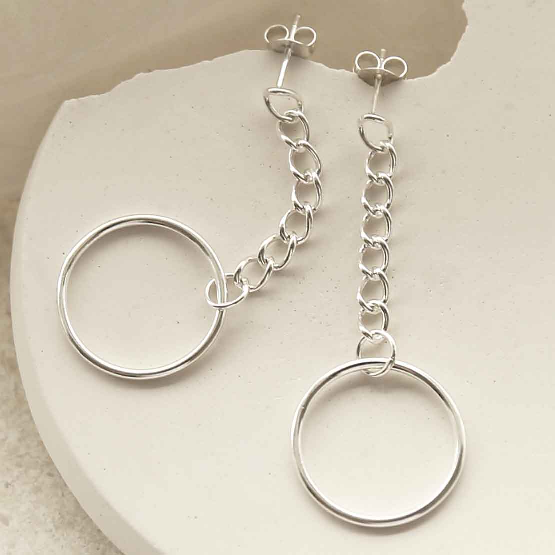 Sterling Silver Curb Chain and Hoop Earrings | Affordable - Martha Jackson