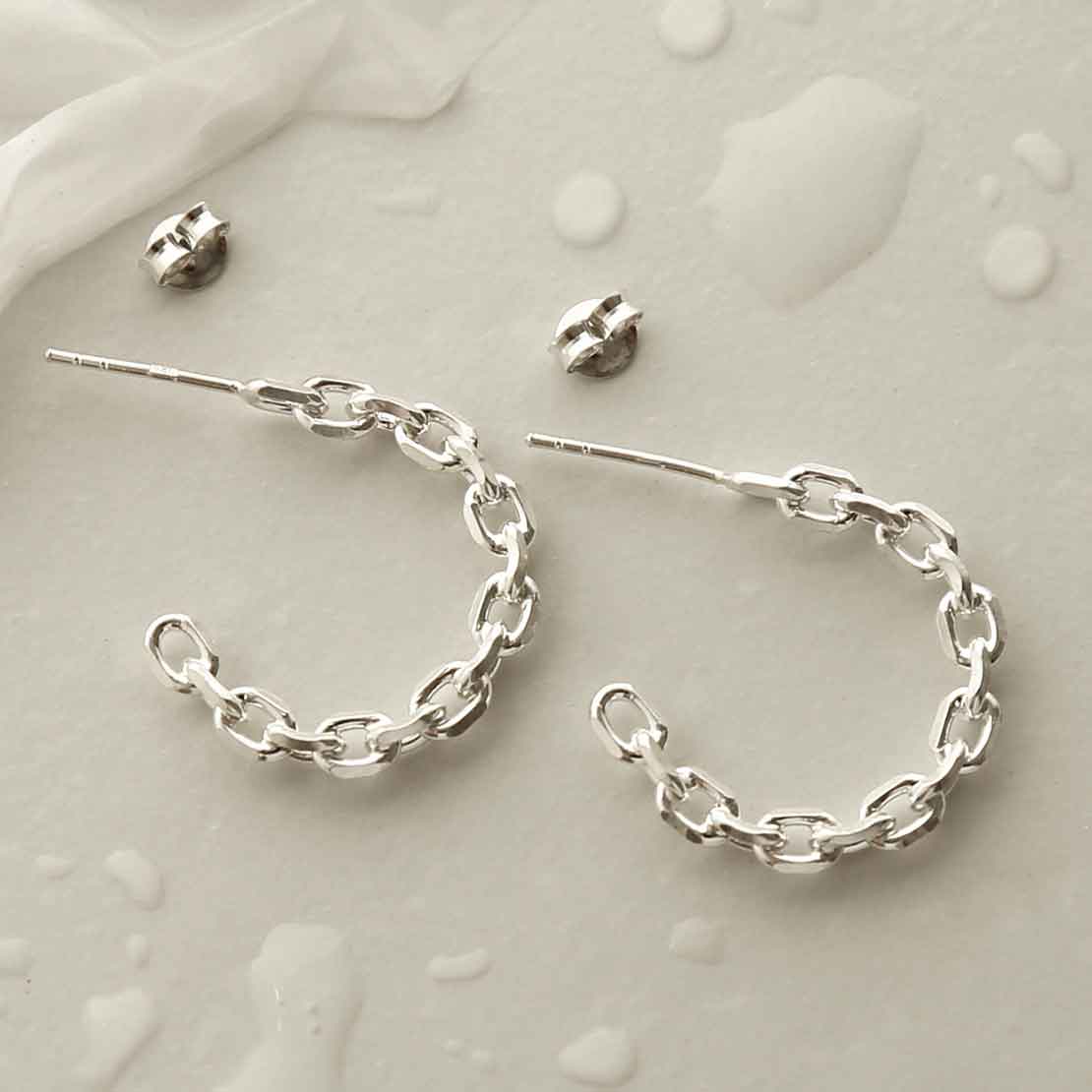 Sterling Silver Simple Chain Hoop Studs | Affordable Jewellery - Martha ...